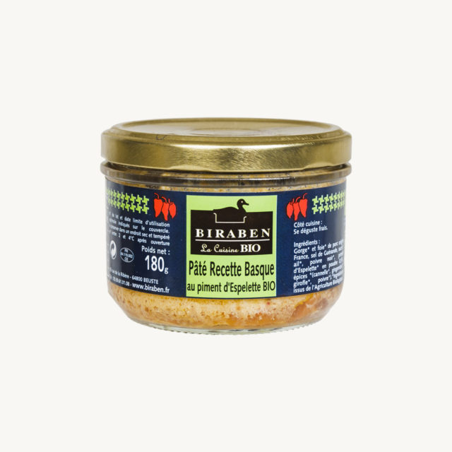 Pâté recette basque Bio – bocal 180g | Maison Biraben